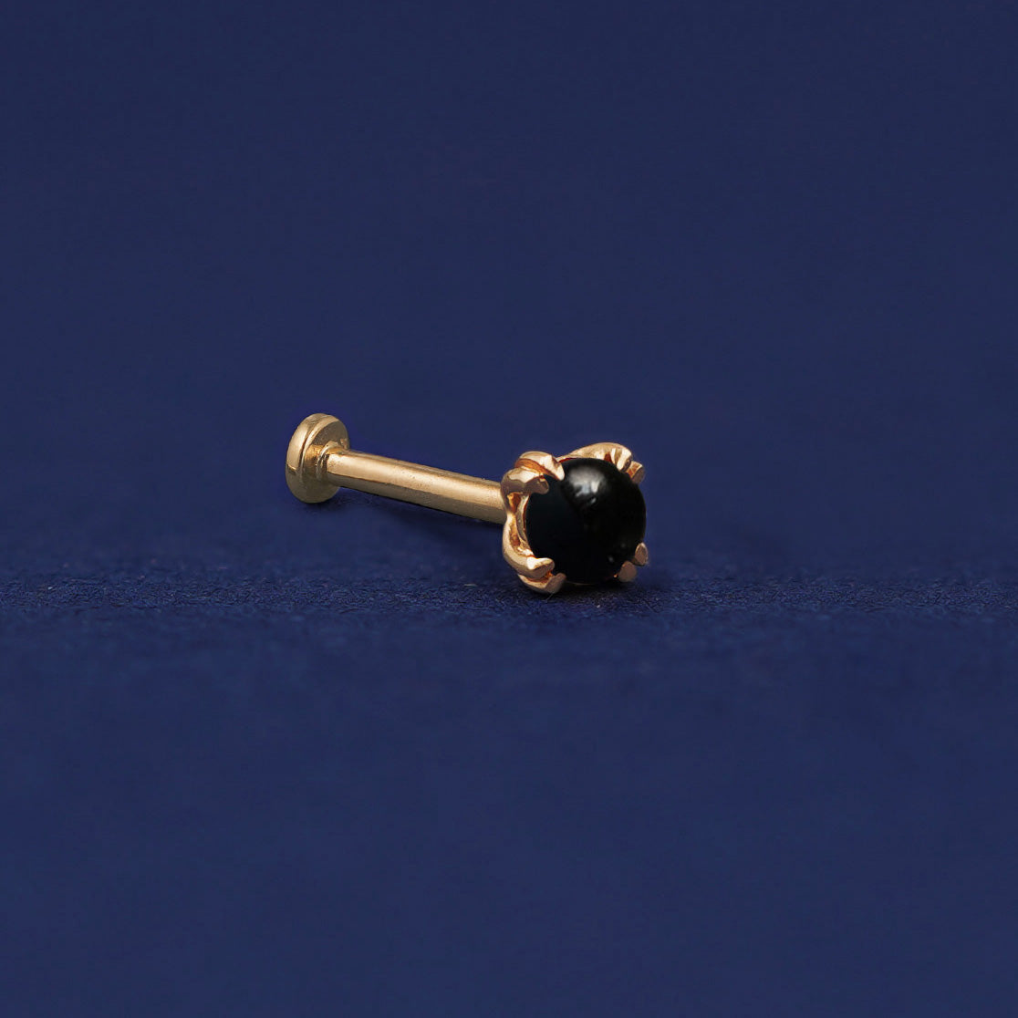 Automic Gold Onyx Flatback Piercing | Sustainable Fine Jewelry