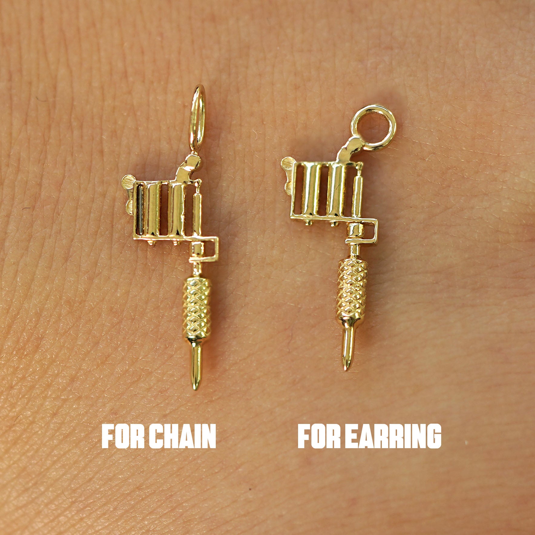 Automic Gold Tattoo Machine Charm | Sustainable Fine Jewelry