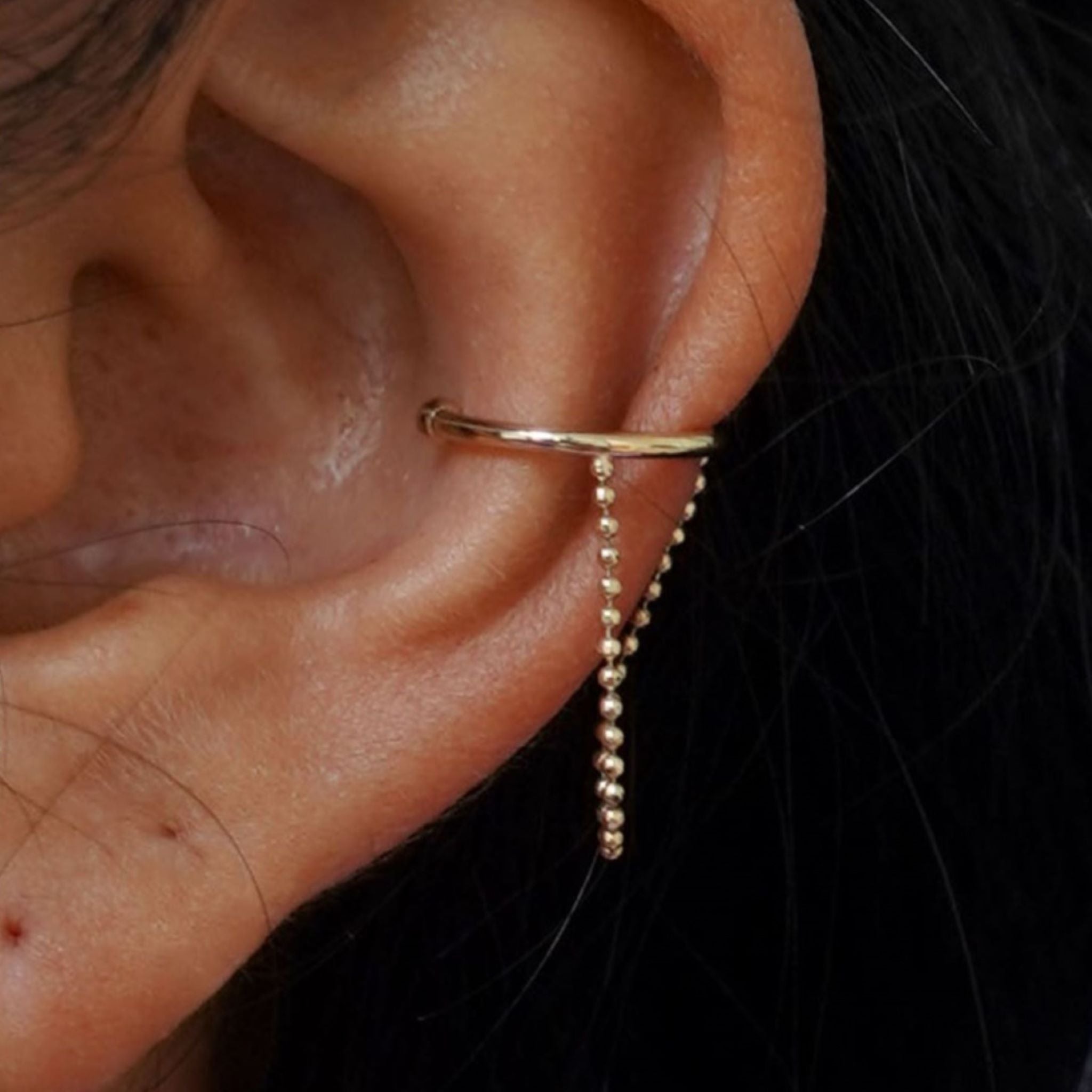 Automic Gold Line Cuff With Chain | Sustainable Fine Jewelry