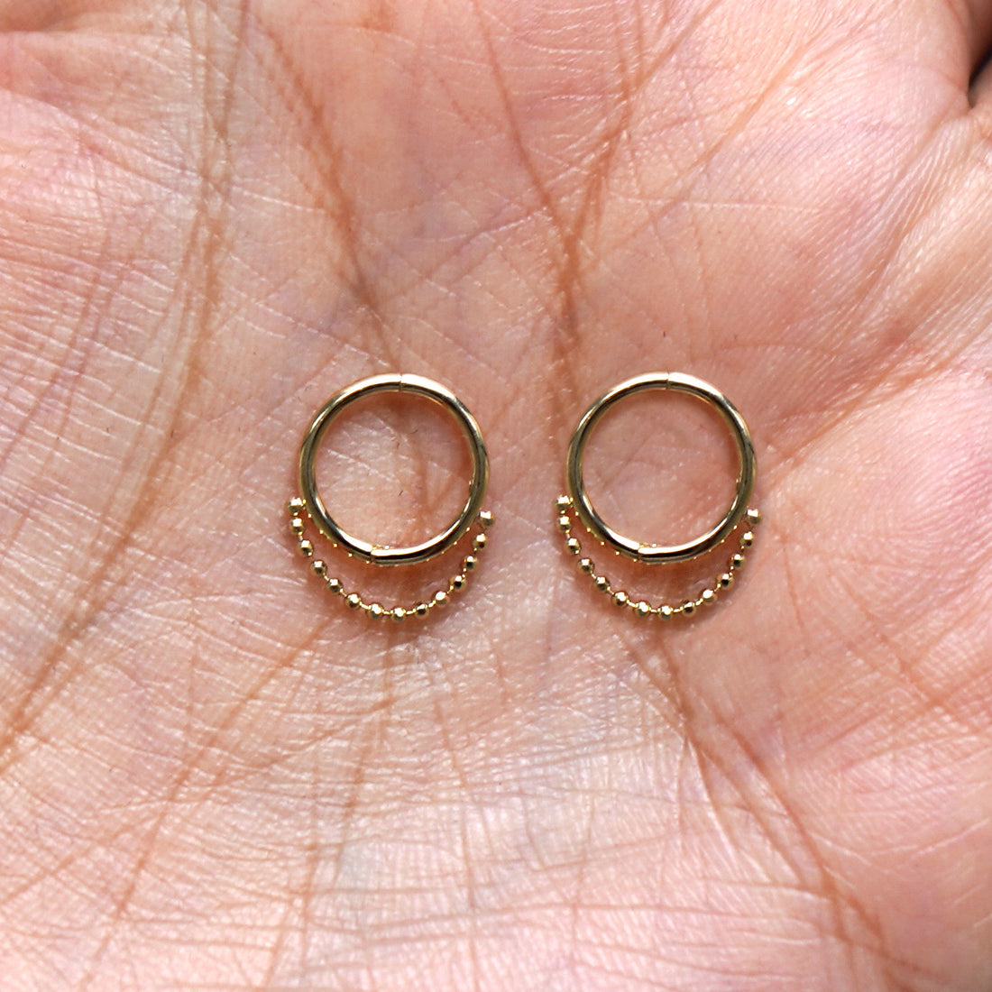 Automic Gold Beaded Huggie Earring | Sustainable Fine Jewelry
