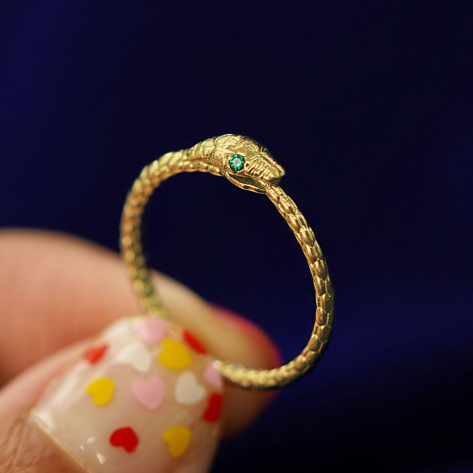 Automic Gold Gemstone Ouroboros Snake Ring | Sustainable Fine Jewelry