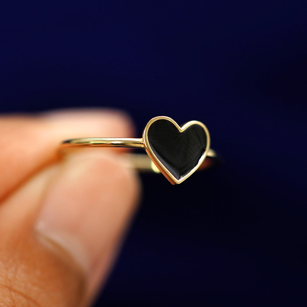 Automic Gold Enamel Heart Ring | Minimal Sustainable Fine Jewelry