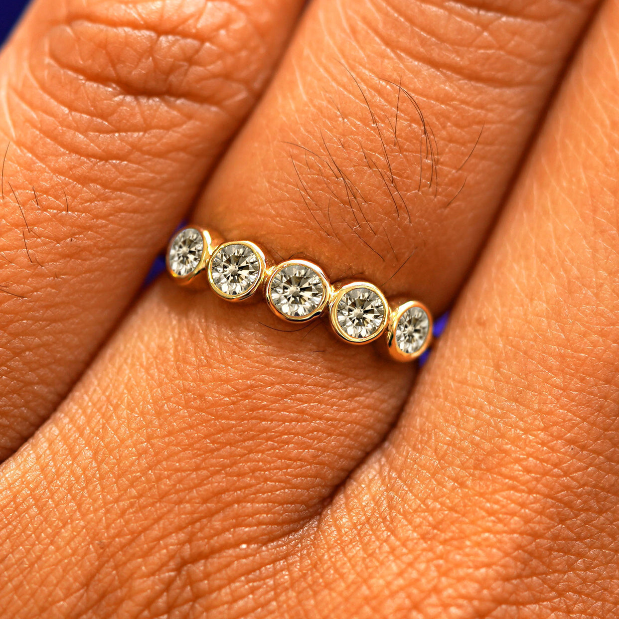 5 Diamonds Ring - 14k Gold Fine Jewelry - Automic Gold