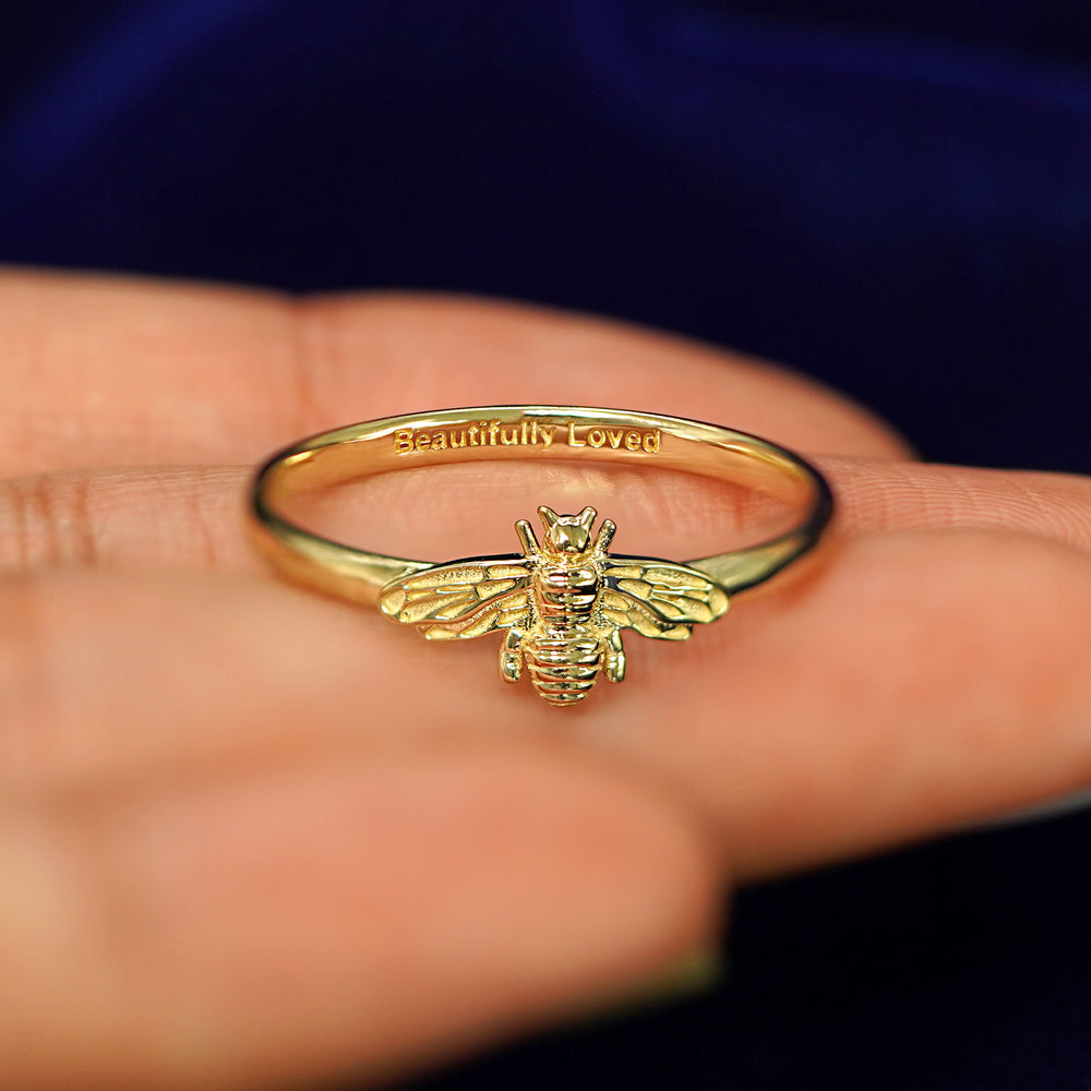 Automic Gold Curvy Bee Ring | Minimal Sustainable Fine Jewelry