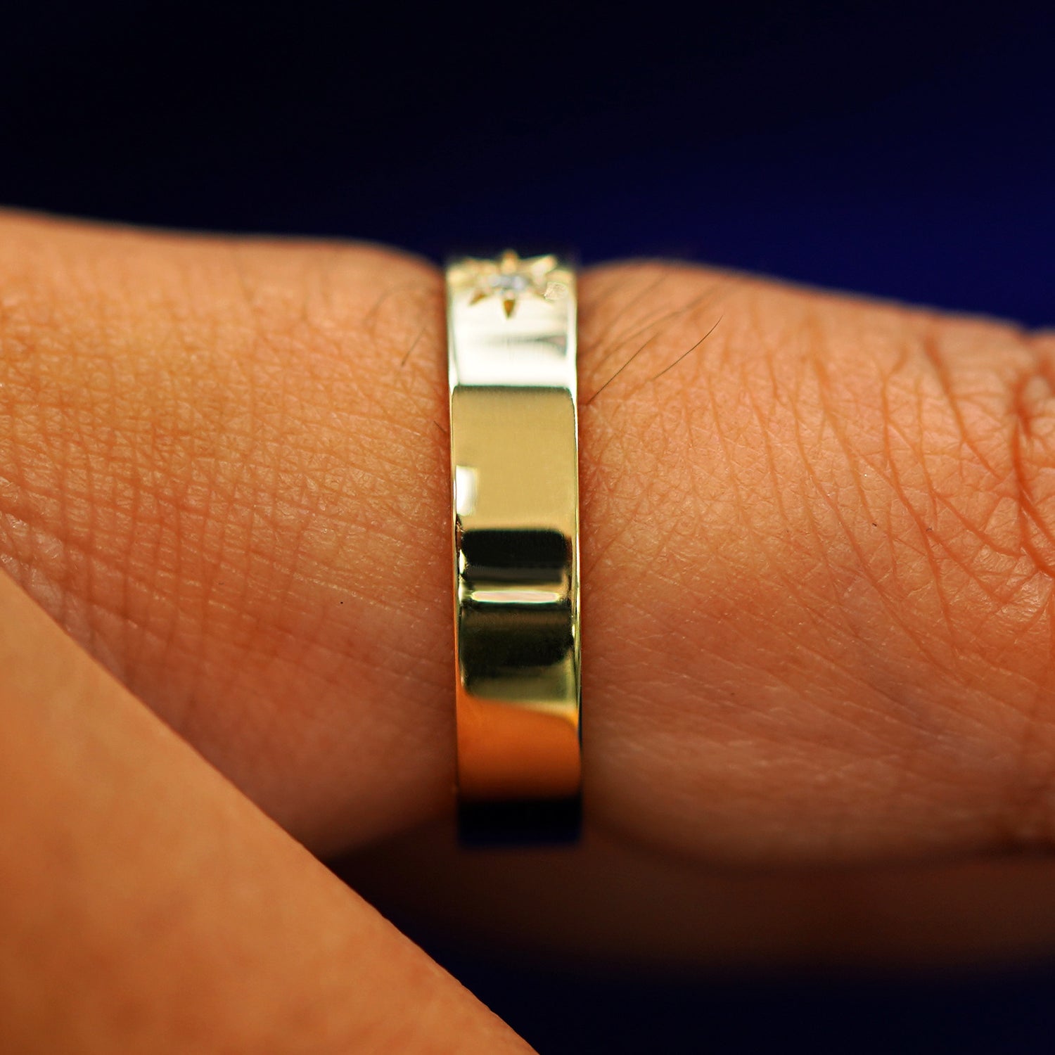 Automic Gold Engraved Star Diamond Band | Sustainable Fine Jewelry