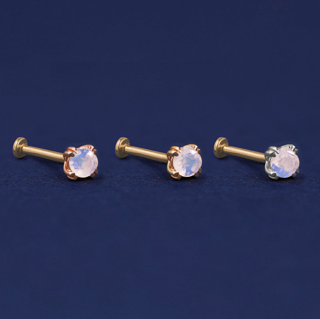 Automic Gold Moonstone Flatback Piercing | Fine Jewelry