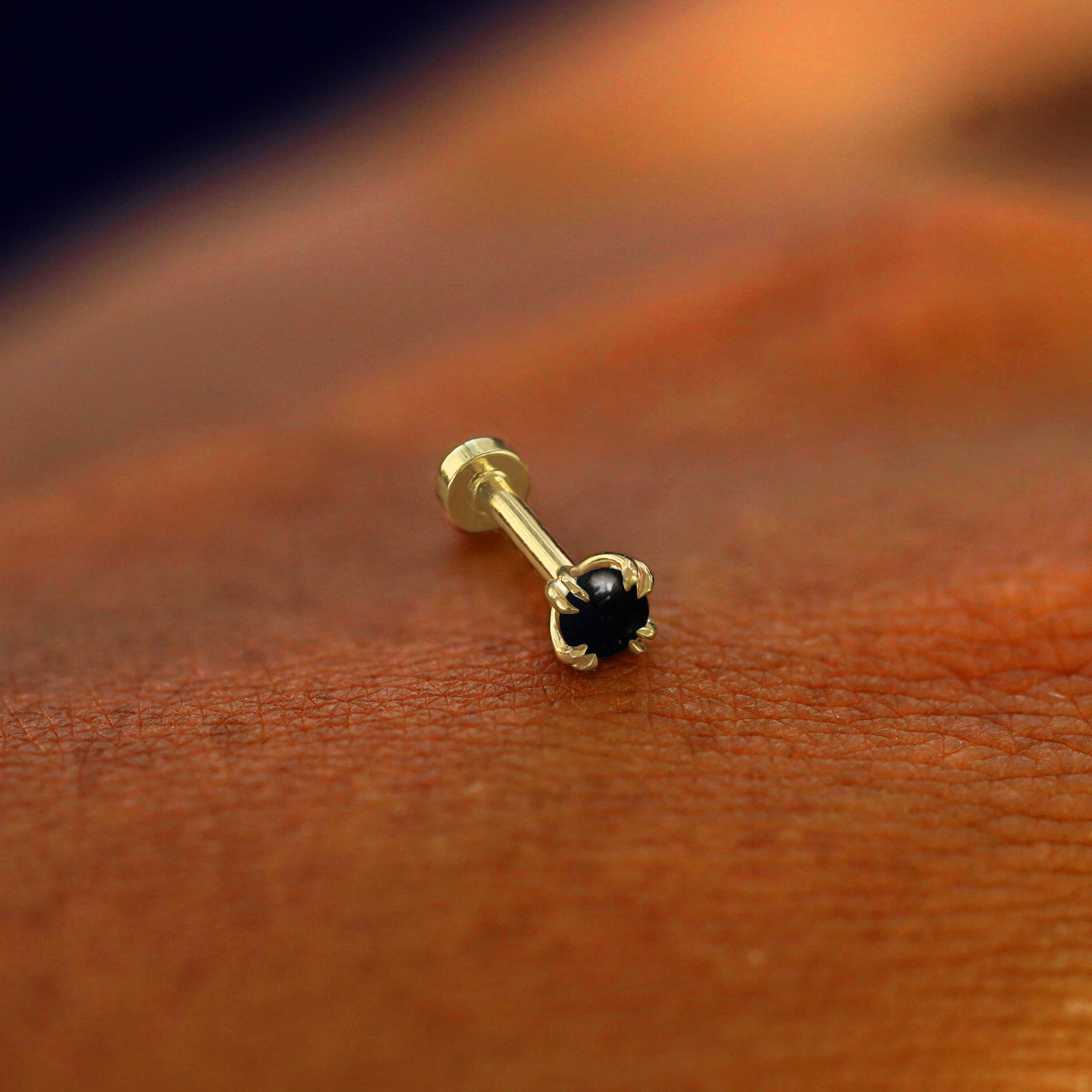 Automic Gold Onyx Flatback Piercing | Sustainable Fine Jewelry
