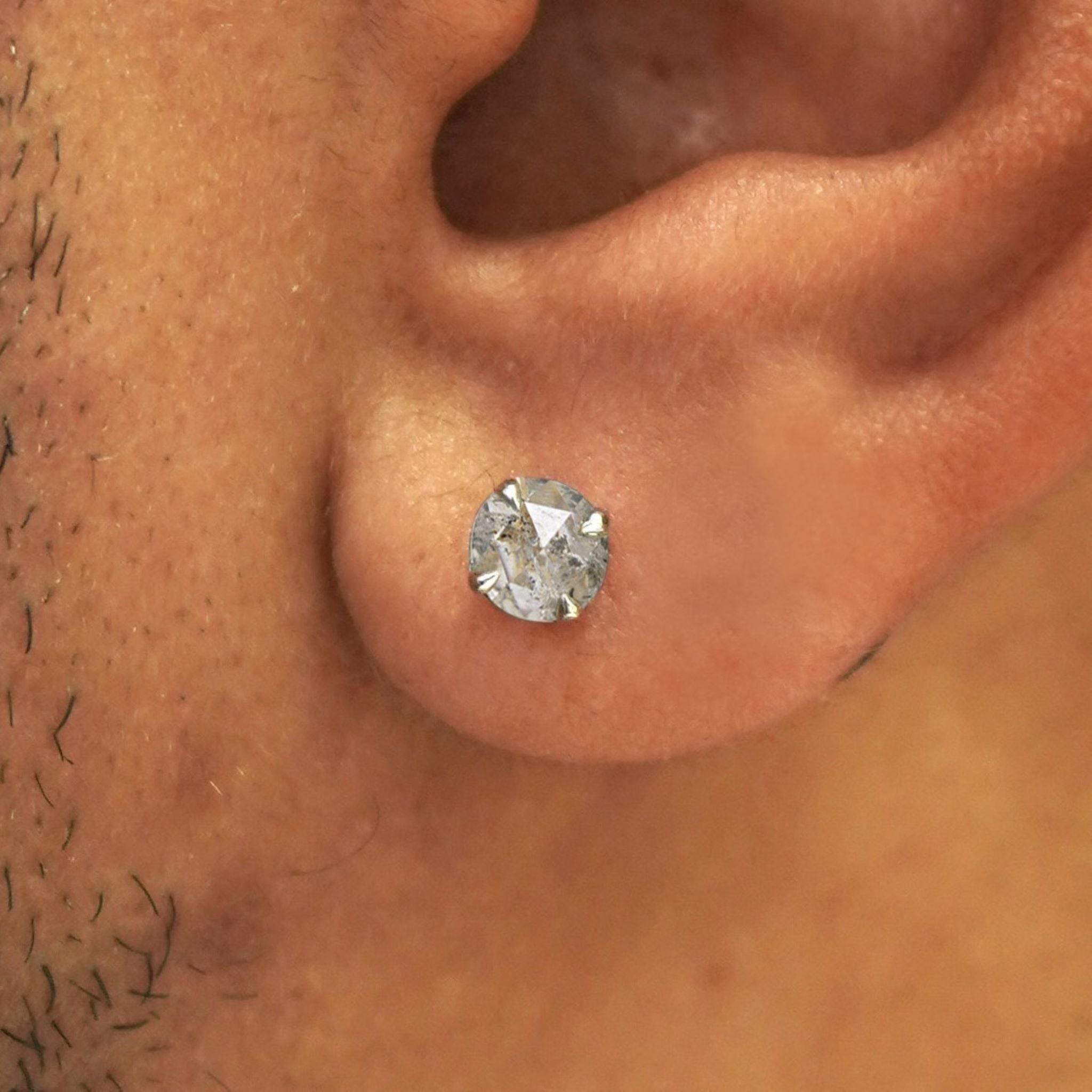 Automic Gold Salt and Pepper Diamond Pressure Lock Earring