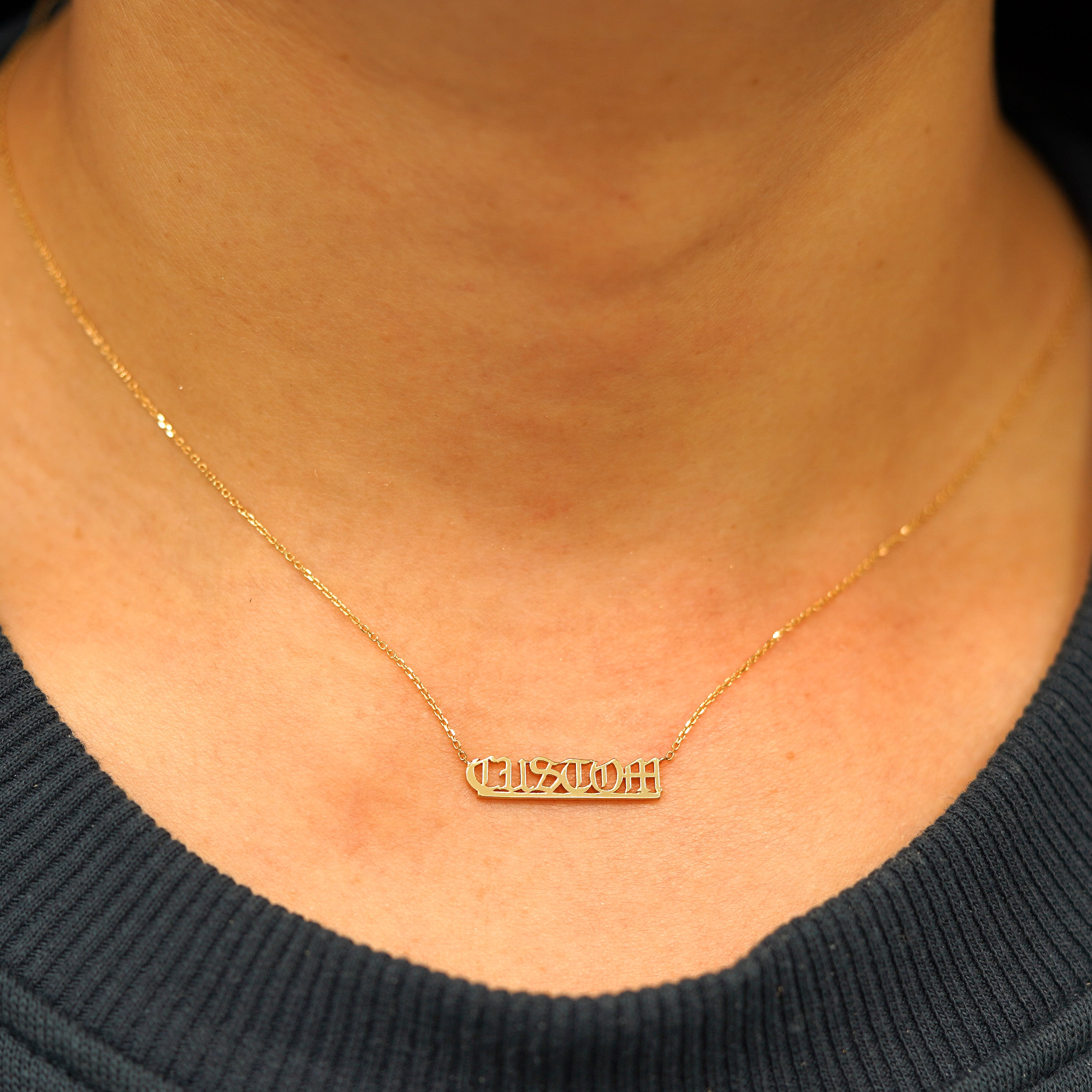 Automic Gold Small Custom Nameplate | Minimalist Sustainable Fine Jewelry