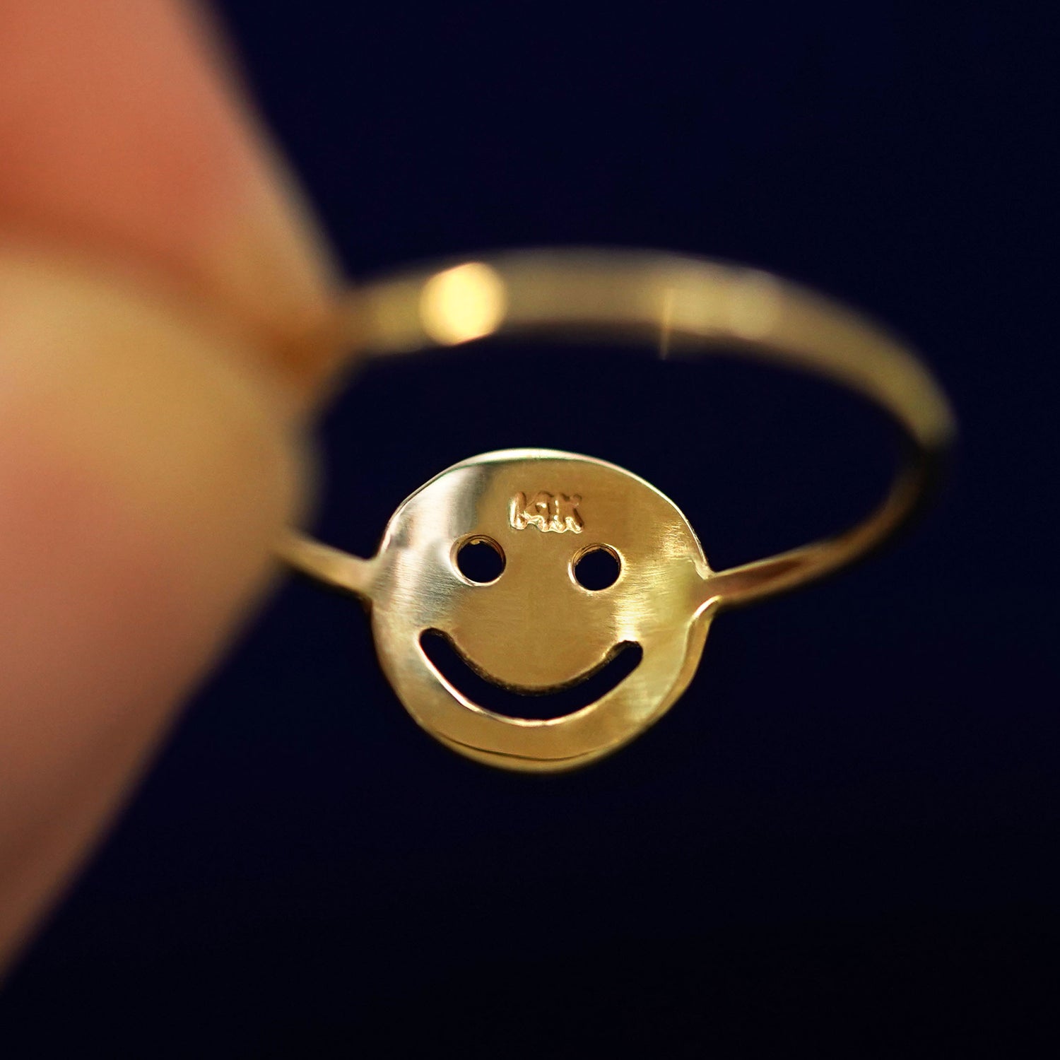Automic Gold Smiley Face Ring | Minimal Sustainable Fine Jewelry