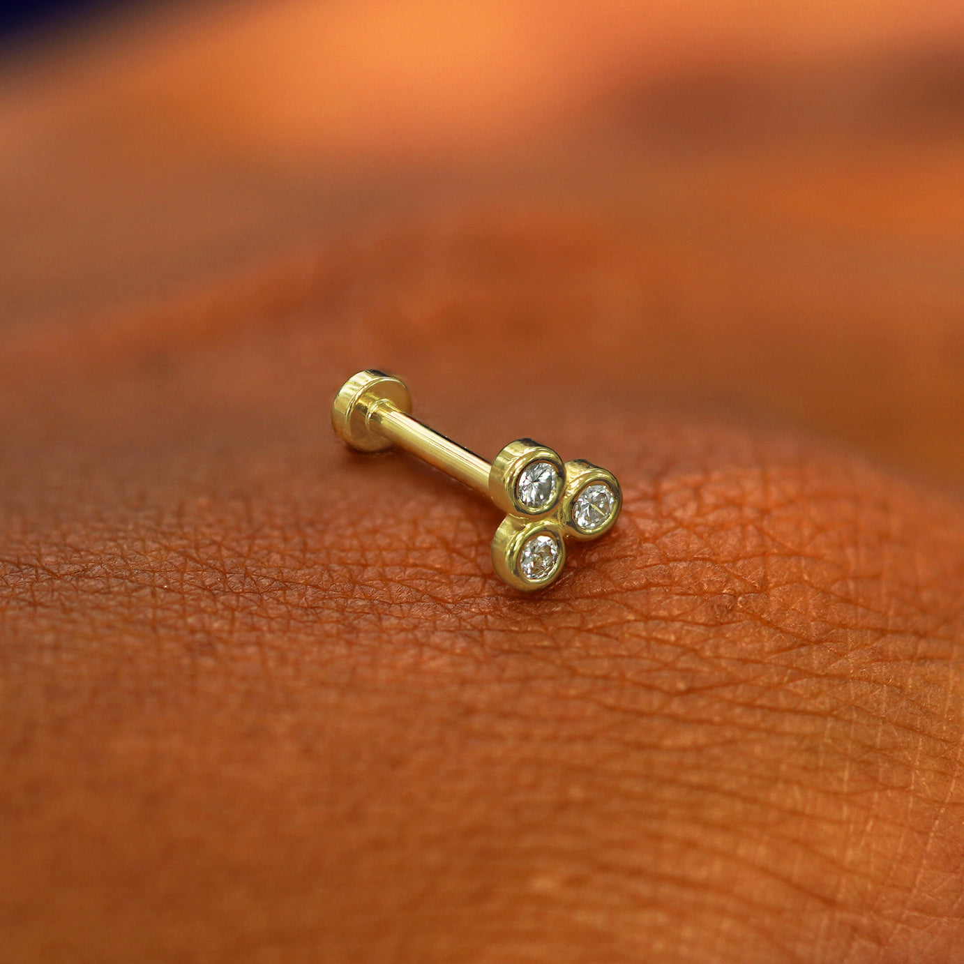Automic Gold Diamond Trio Flatback Piercing | Fine Jewelry