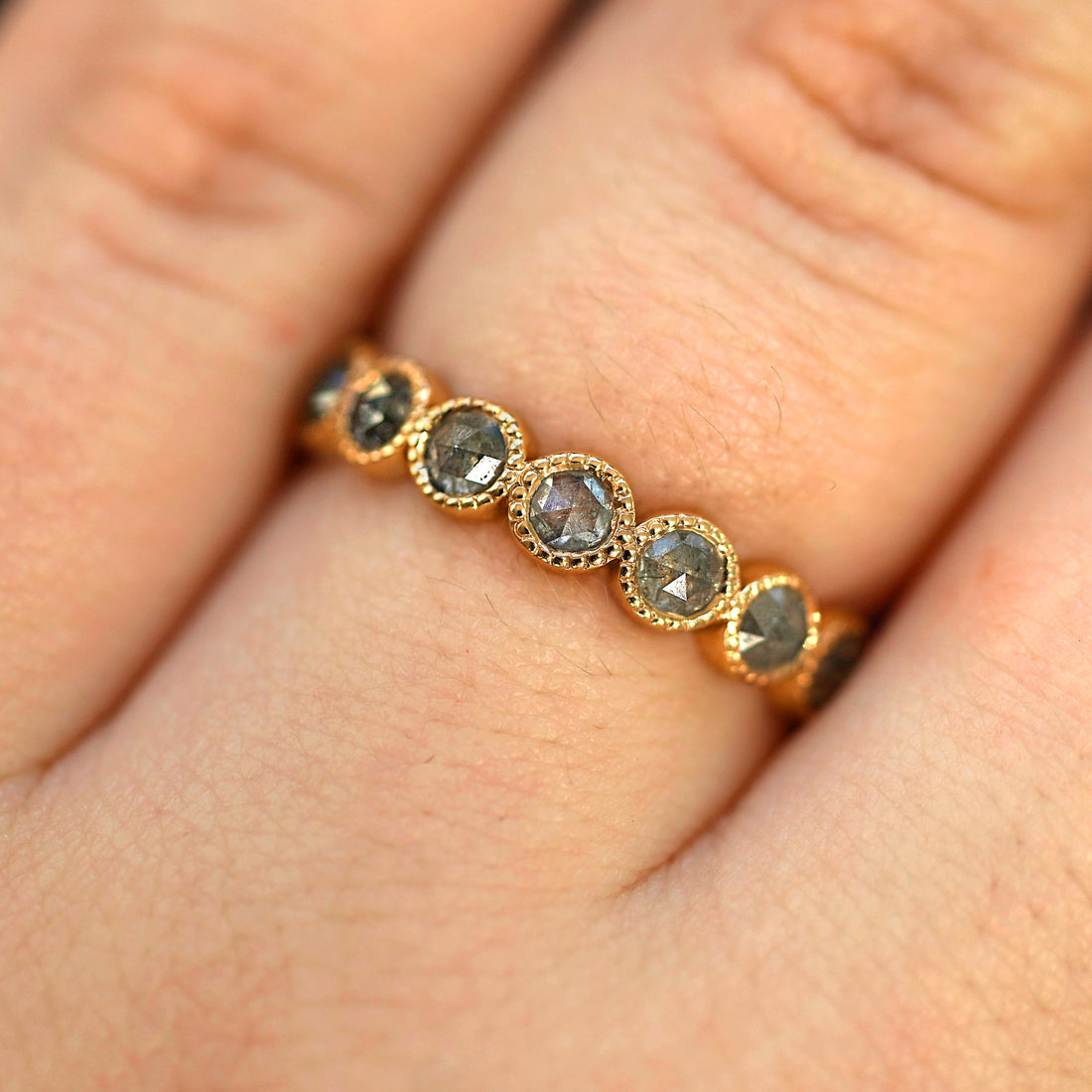 Automic Gold Milgrain Diamond Band | Fine Jewelry