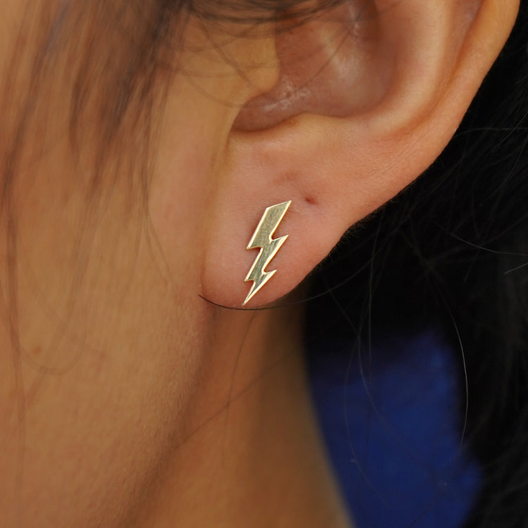 Automic Gold Lightning Bolt Earring | Sustainable Fine Jewelry