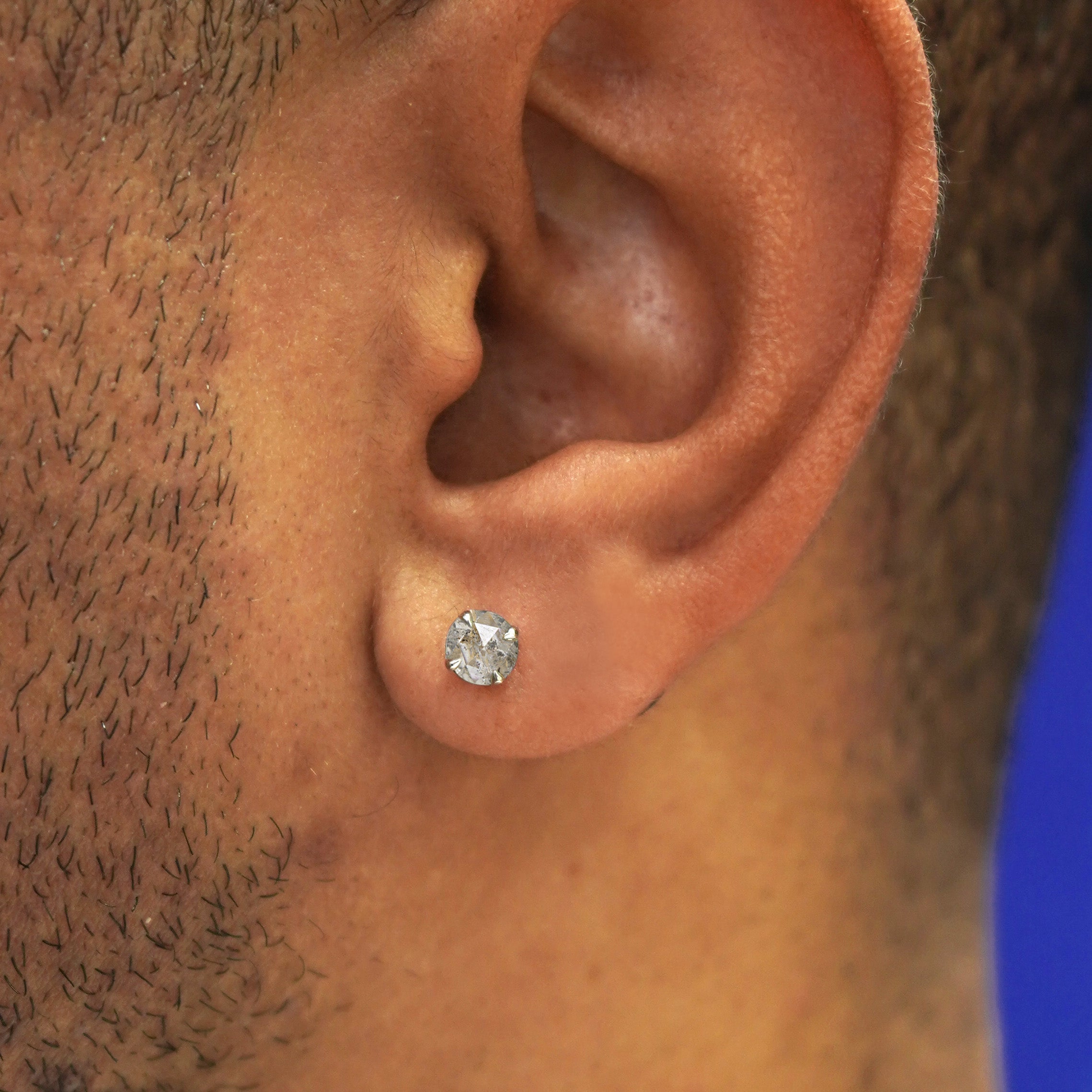 Automic Gold Salt and Pepper Diamond Pressure Lock Earring