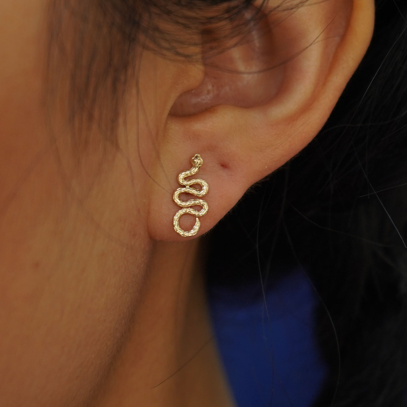 Automic Gold Snake Earring | Minimalist Sustainable Fine Jewelry